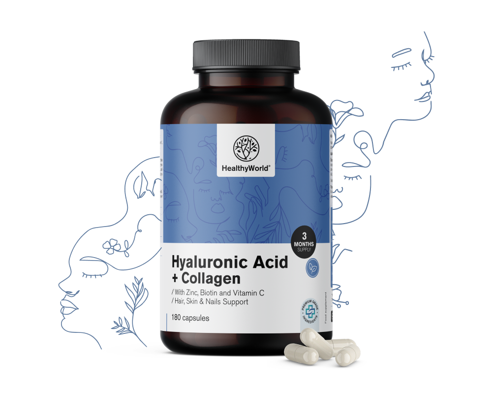Хиалуронова киселина колаген комплекс 180 капсули Healthyworld Bg
